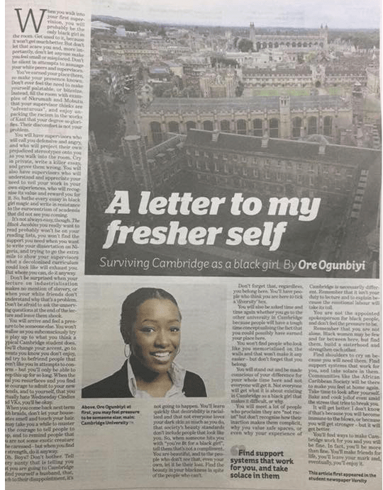 Who’s That Girl? In conversation with Ore Ogunbiyi – Cambridge Girl Talk